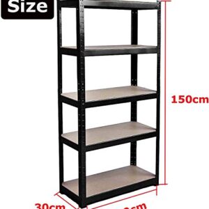 Shelving Unit 5-Shelf (28" L x 12" W x 59" H) Storage Shelves Heavy Duty Metal & MDF Rack Shelving Commercial Grade Utility Steel Storage Rack 386lbs Loading Capacity Per Shelf, Black