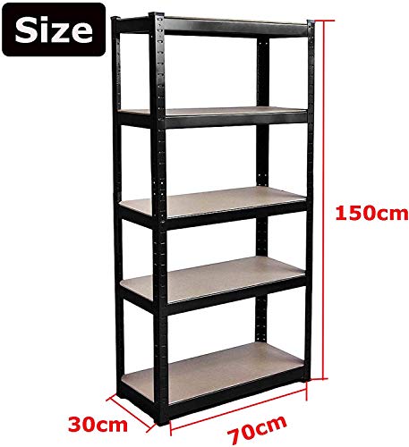 Shelving Unit 5-Shelf (28" L x 12" W x 59" H) Storage Shelves Heavy Duty Metal & MDF Rack Shelving Commercial Grade Utility Steel Storage Rack 386lbs Loading Capacity Per Shelf, Black