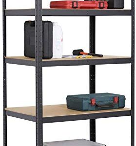 Shelving Unit 5-Shelf (28" L x 12" W x 59" H) Storage Shelves Heavy Duty Metal & MDF Rack Shelving Commercial Grade Utility Steel Storage Rack 386lbs Loading Capacity Per Shelf, Black