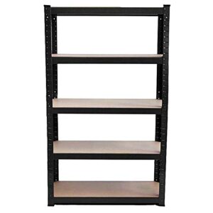 Shelving Unit 5-Shelf (28" L x 12" W x 59" H) Storage Shelves Heavy Duty Metal & MDF Rack Shelving Commercial Grade Utility Steel Storage Rack 386lbs Loading Capacity Per Shelf, Black