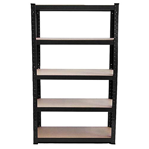 Shelving Unit 5-Shelf (28" L x 12" W x 59" H) Storage Shelves Heavy Duty Metal & MDF Rack Shelving Commercial Grade Utility Steel Storage Rack 386lbs Loading Capacity Per Shelf, Black