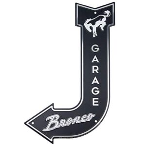 hangtime ford bronco garage sign, vintage metal automotive wall art decor, 11.5 in. x 17.5 in, man cave stuff for men