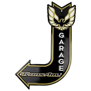 hangtime trans am garage sign, vintage transam metal automotive wall art decor, 11.5 in. x 17.5 in, man cave stuff for men