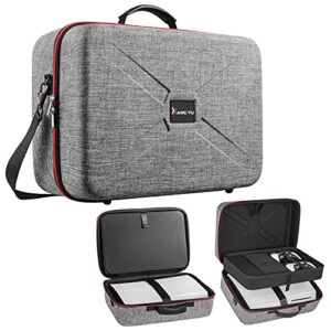 double-layer design protective compatible with ps5 carrying case,hard shell have cushion padding travel storage bag compatible with playstation 5 digital edition/disc game consoles,waterproof and shockproof.