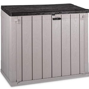 Toomax Stora Way All-Weather Outdoor Horizontal 4.25' x 2.5' Storage Shed Cabinet for Trash Can, Garden Tools, & Yard Equipment, Taupe Gray/Anthracite