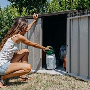 Toomax Stora Way All-Weather Outdoor Horizontal 4.25' x 2.5' Storage Shed Cabinet for Trash Can, Garden Tools, & Yard Equipment, Taupe Gray/Anthracite