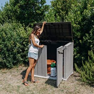 Toomax Stora Way All-Weather Outdoor Horizontal 4.25' x 2.5' Storage Shed Cabinet for Trash Can, Garden Tools, & Yard Equipment, Taupe Gray/Anthracite