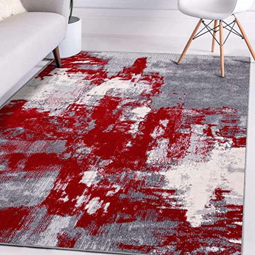 LUXE WEAVERS Rug Nuvola 8722 Red Distressed Abstract Area Rug 2x3