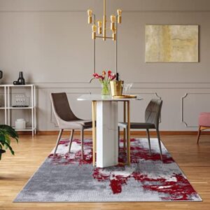 LUXE WEAVERS Rug Nuvola 8722 Red Distressed Abstract Area Rug 2x3