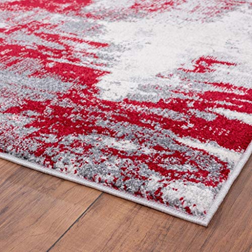 LUXE WEAVERS Rug Nuvola 8722 Red Distressed Abstract Area Rug 2x3