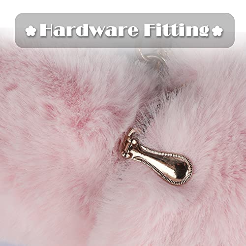 TANOSII Fuzzy Rabbit Bag Faux Fur Fluffy Handbag Furry Evening Bag Crossbody Bag for Women Pink