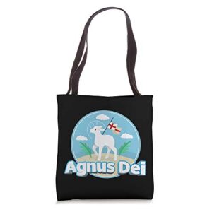 agnus dei lamb god traditional latin mass catholic kids tote bag