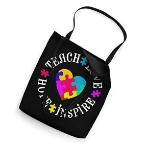 Teach Love Hope Inspire Autism Awareness Autism Teacher Tote Bag