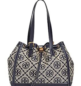 Tory Burch Women's T Monogram Jacquard Small Tote, Tory Navy, Blue, Print, One Size