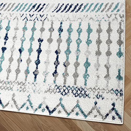 Antep Rugs Bohemian Geometric 3x5 Indoor Area Rug Phoenix, Blue, 3' x 5'