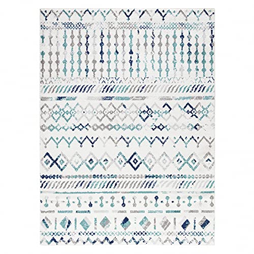 Antep Rugs Bohemian Geometric 3x5 Indoor Area Rug Phoenix, Blue, 3' x 5'