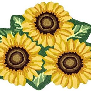 TEALP Sunflower Area Rug Yellow Flower Doormat Cute Rug for Kids Rustic Carpet Handmade Rug Washable Floral Mats for Bedroom/Living Room/Bathroom/Kitchen 35''x 25''