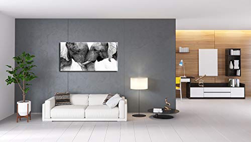 DZL Art D73050 Black and White Elephants Entwine Wall Art Canvas Painting Ready to Hang for Living Room Bedroom Office Wall Decor Home Decoration