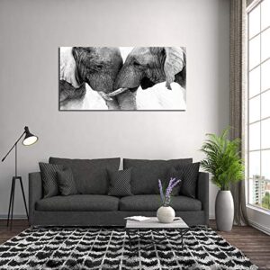 DZL Art D73050 Black and White Elephants Entwine Wall Art Canvas Painting Ready to Hang for Living Room Bedroom Office Wall Decor Home Decoration