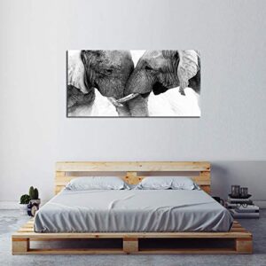 DZL Art D73050 Black and White Elephants Entwine Wall Art Canvas Painting Ready to Hang for Living Room Bedroom Office Wall Decor Home Decoration