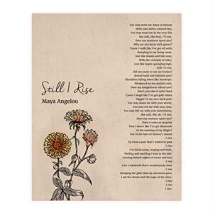 maya angelou-“still i rise”-inspirational poem wall art-11 x 14″ poetic typographic poster print-ready to frame. motivational decor for home-office-dorm. great literary gift to inspire self respect!