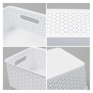 Dehouse White Plastic Woven Storage Baskets, Set of 4