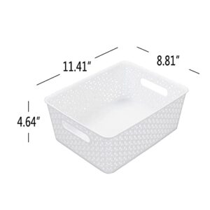 Dehouse White Plastic Woven Storage Baskets, Set of 4