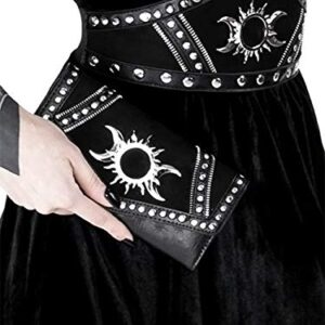 Restyle Triple Goddess Sun and Moon Gothic Tri-Fold Wallet, Faux Leather, Black