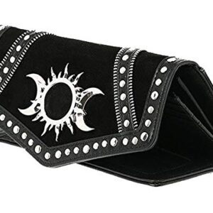 Restyle Triple Goddess Sun and Moon Gothic Tri-Fold Wallet, Faux Leather, Black