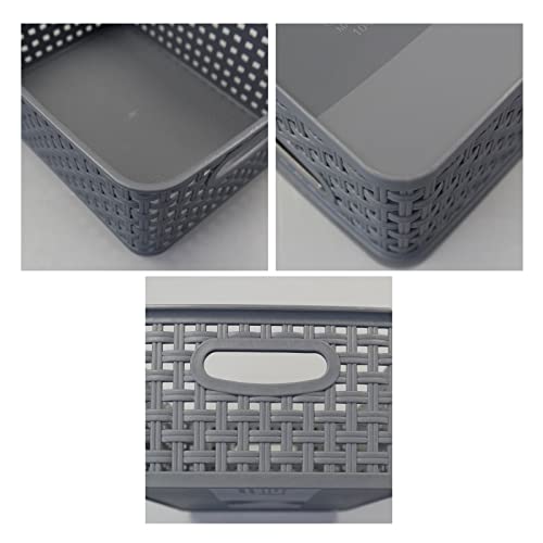 Nesmilers 6 Packs Plastic Woven Storage Baskets, Small Storage Basket Bins