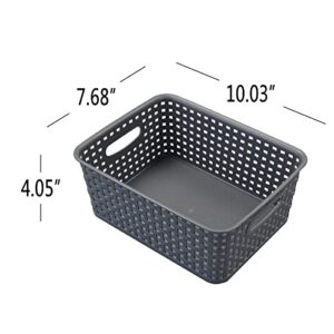 Nesmilers 6 Packs Plastic Woven Storage Baskets, Small Storage Basket Bins