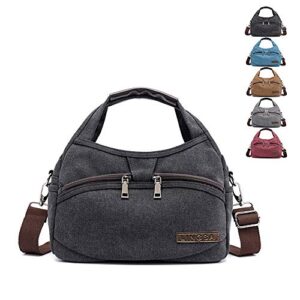 hobo bag canvas handbag canvas purse canvas tote for women, satchel purses for women top handle tote shoulder purse, crossbody bag tote bag anti-theft hobo tote[black]