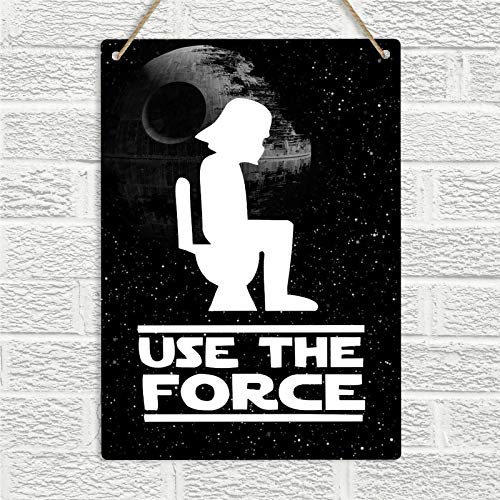 New Tin Sign Vintage Retro Signs Use The Force Funny Wc Toilet Restroom Home Bar Club Hotel & Outdoor Street Garage Metal Sign 16x12Inch