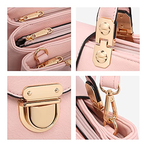 Dasein Women Satchel Handbags Top Handle Purse Medium Tote Bag Vegan Leather Shoulder Bag (Light Pink)