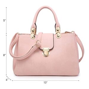 Dasein Women Satchel Handbags Top Handle Purse Medium Tote Bag Vegan Leather Shoulder Bag (Light Pink)