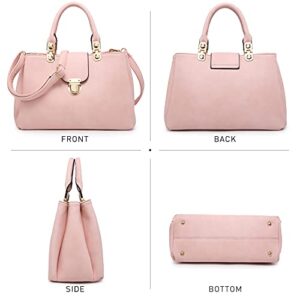 Dasein Women Satchel Handbags Top Handle Purse Medium Tote Bag Vegan Leather Shoulder Bag (Light Pink)