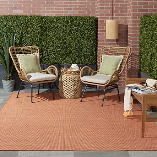 Nourison Positano Indoor/Outdoor Terracotta 8' x 10' Area Rug, Easy -Cleaning, Non Shedding, Bed Room, Living Room, Dining Room, Backyard, Deck, Patio (8x10)