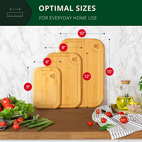 Wood Cutting Boards for Kitchen - Bamboo Cutting Board Set, Chopping Board Set - Wood Cutting Board Set - Wooden Cutting Board Set, Bamboo Cutting Boards for Kitchen (Natural)