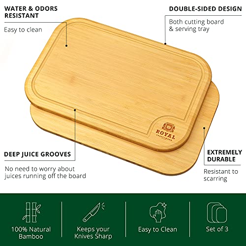 Wood Cutting Boards for Kitchen - Bamboo Cutting Board Set, Chopping Board Set - Wood Cutting Board Set - Wooden Cutting Board Set, Bamboo Cutting Boards for Kitchen (Natural)