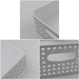 Dehouse Rectangular Plastic Storage Baskets Tray, Grey, Set of 4