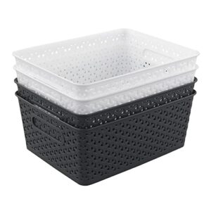 ponpong plastic woven storage basket, 4 packs