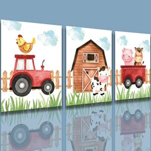 watercolor farm animals nursery wall art farm nursery prints baby animals for nursery decor farm bedroom farmhouse nursery decor poster funny country theme gift (8×10 inch，set of 3，unframed)