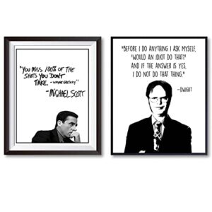 3pcs the office motivational quote print, tv show poster wall decor, michael scott, dwight schrut, funny great gift for fans,11*14 inch