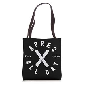 apres ski all day ski cool skier winter sports skiing gift tote bag