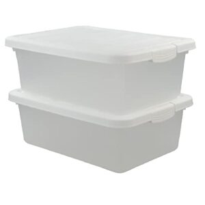 easymanie 14 quart frosted latching bin, plastic storage box with white lid, pack of 2, f