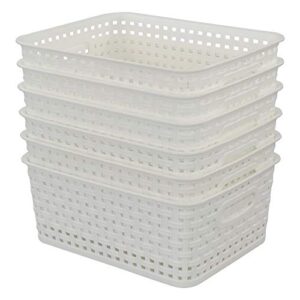 Bringer White Plastic Weave Storage Baskets, 6-Pack, F