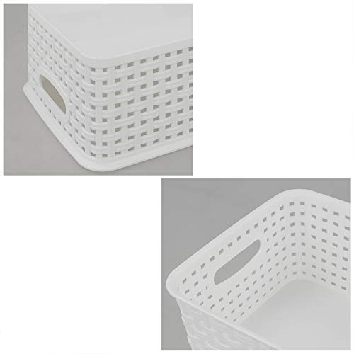 Bringer White Plastic Weave Storage Baskets, 6-Pack, F