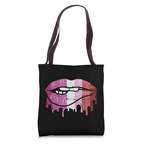 Lip Bite Lesbian Color Retro Dripping Art Flag Gay LGBT Gift Tote Bag