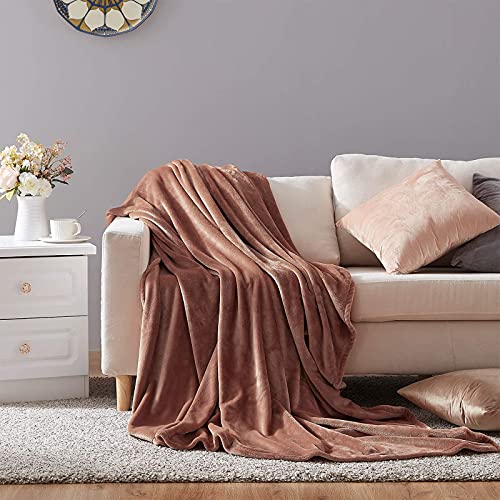 Hboemde Throw Blanket Brown Warm Fleece Blanket Lightweight Bed Blankets for Couch Sofa All Seasons (50"x60")