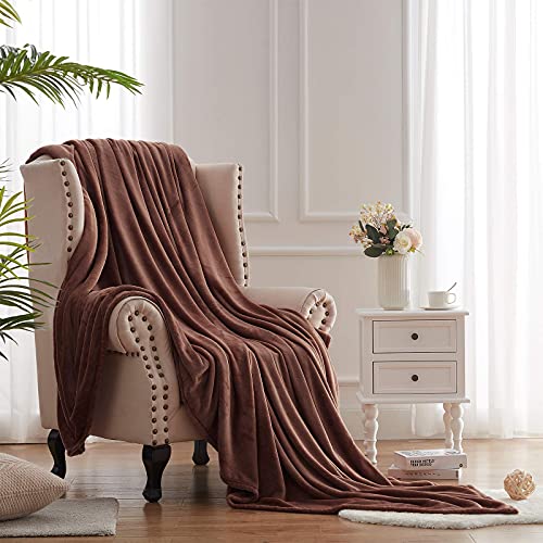 Hboemde Throw Blanket Brown Warm Fleece Blanket Lightweight Bed Blankets for Couch Sofa All Seasons (50"x60")